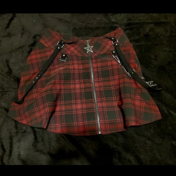 Killstar | Skirts | Killstar Study Hell Plaid Gothic Suspender Skirt ...